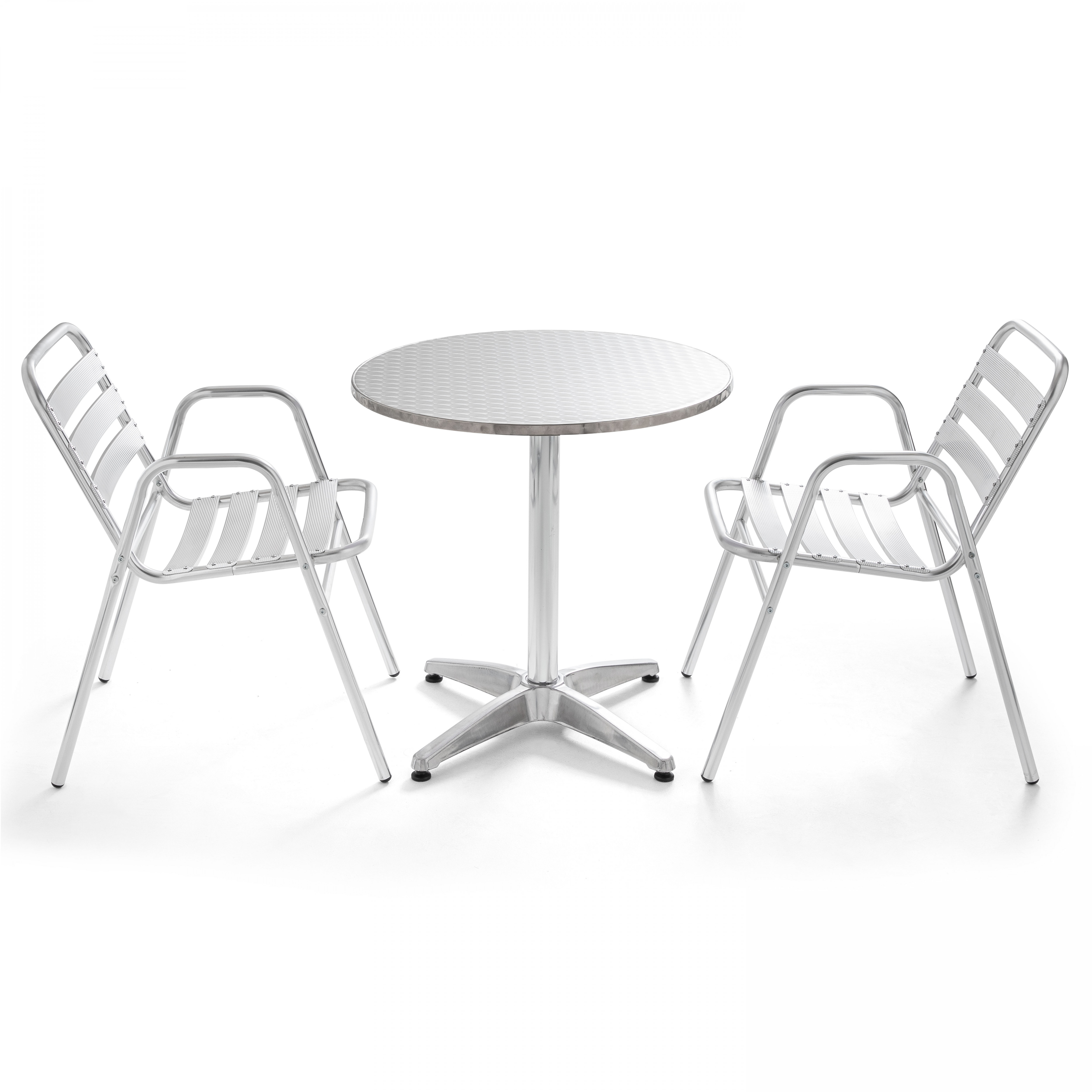 Table ronde et chaise terrasse aluminium 2 places | Mobeventpro