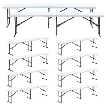 Banc pliable blanc 3 places 180 cm - Lot de 10 | Mobeventpro